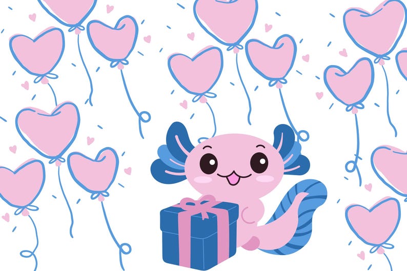 Axolotl Cards Birthday Cards Axolotl Card Set Cute Axolotl Adorable ...