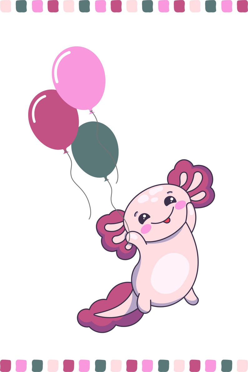 Axolotl Cards Birthday Cards Axolotl Card Set Cute Axolotl Adorable ...