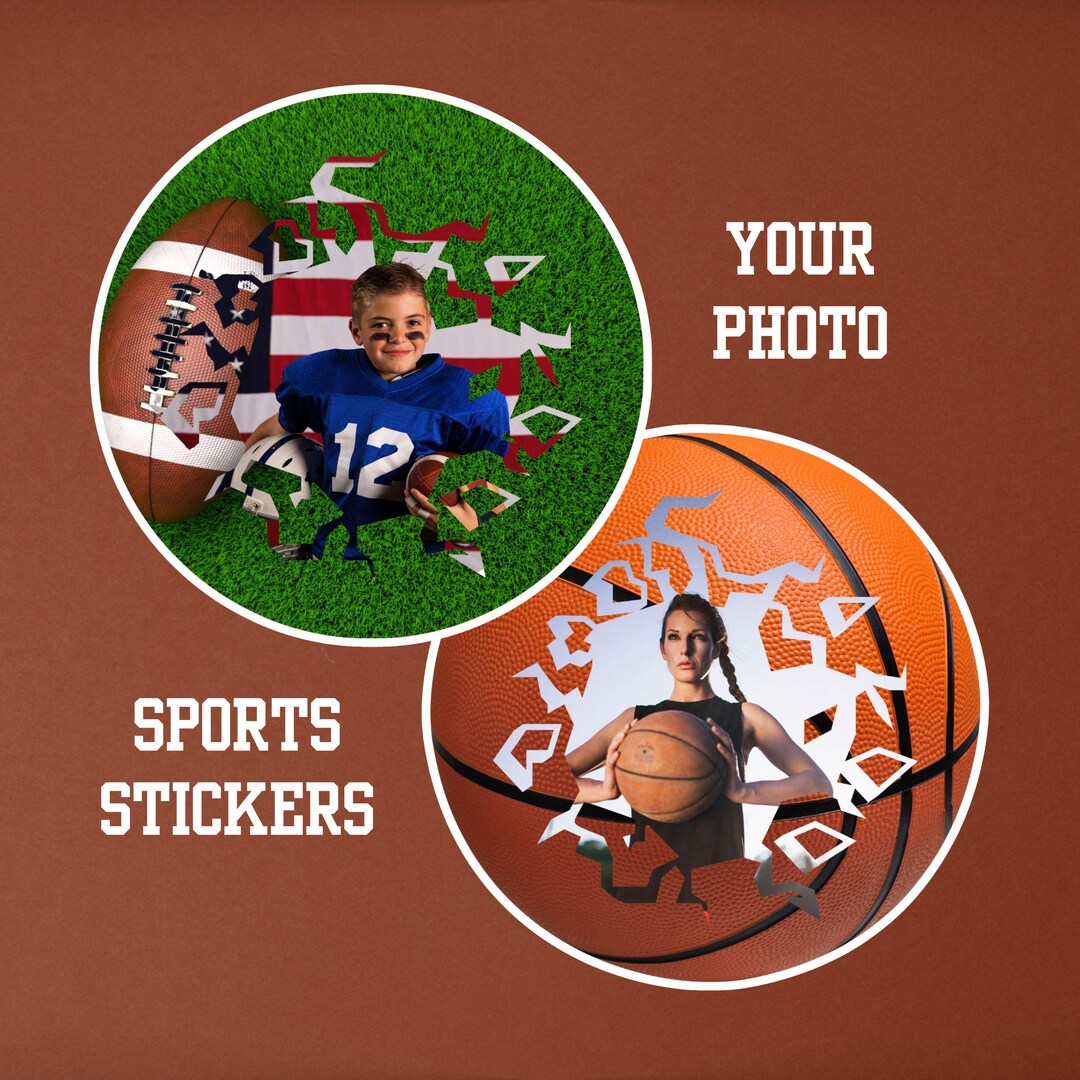 Football and Basketball Stickers From Photo | Custom Sports Decal With ...