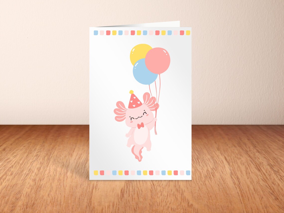 Axolotl Cards Birthday Cards Axolotl Card Set Cute Axolotl Adorable ...