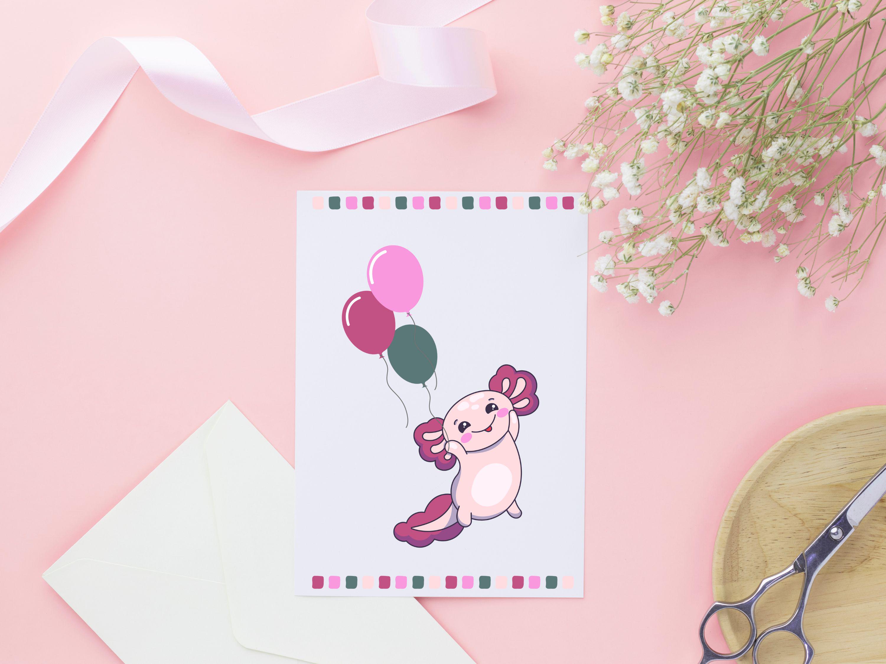 Axolotl Cards | Birthday Cards | Axolotl Card Set | Cute Axolotl ...