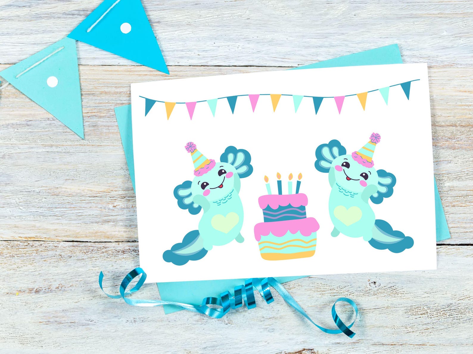 Axolotl Cards | Birthday Cards | Axolotl Card Set | Cute Axolotl ...