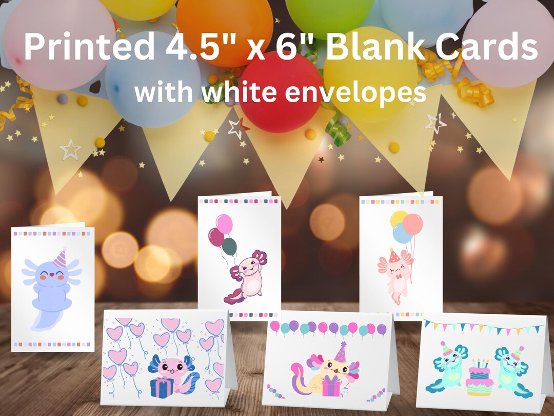 Axolotl Cards Birthday Cards Axolotl Card Set Cute Axolotl Adorable ...