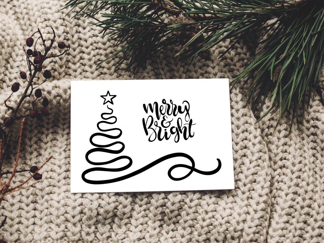 Minimalist Christmas Card Black and White Holiday Card Christmas Tree ...