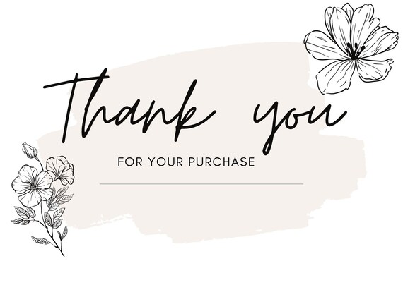 Thank You for Your Purchase Downloadable Card | Etsy
