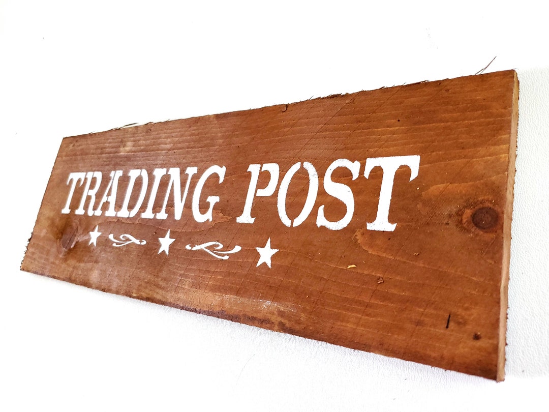 Old Fashion Primitive Rough Cedar Stenciled Wood Sign - Trading Post ...