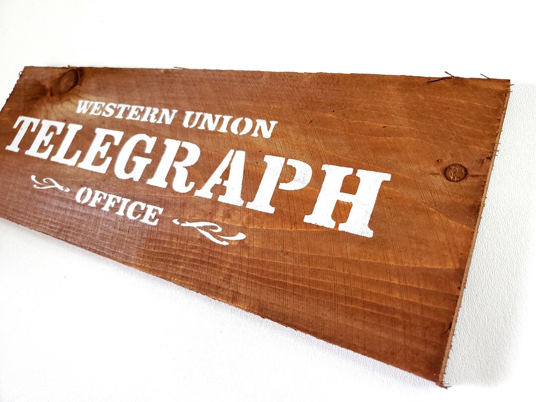 Old Fashion Primitive Rough Cedar Stenciled Wood Sign - Telegraph ...