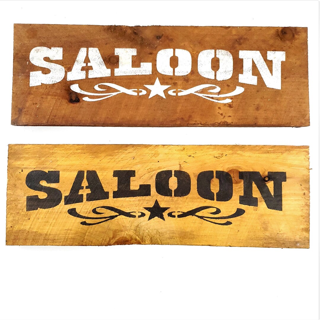 Old Fashion Primitive Rough Cedar Stenciled Wood Sign - Saloon Sign 5 ...