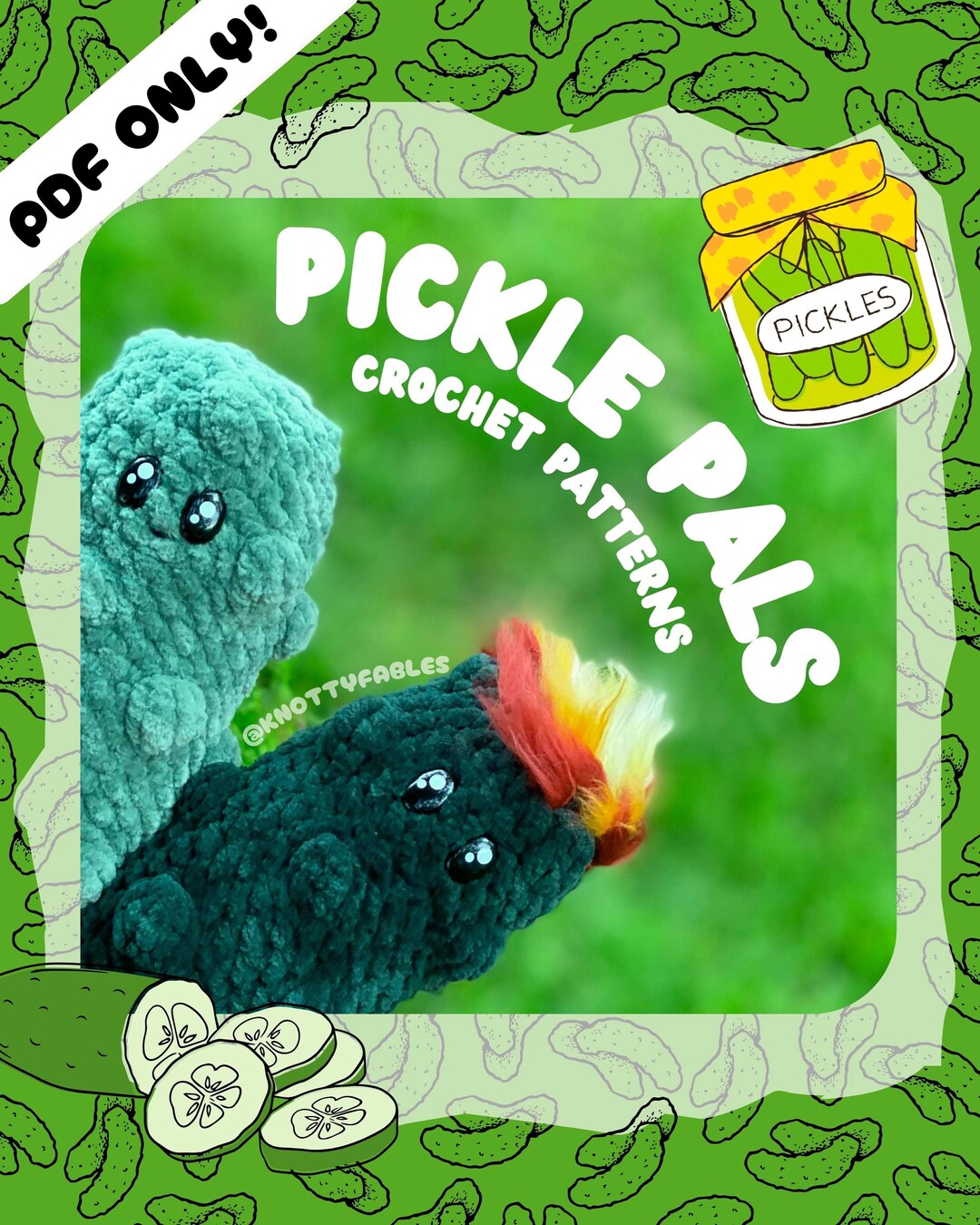 DIGITAL PDF Pickle Pals Crochet Pattern - Crochet Pattern - Crochet Amigurumi, Cute, Food ...