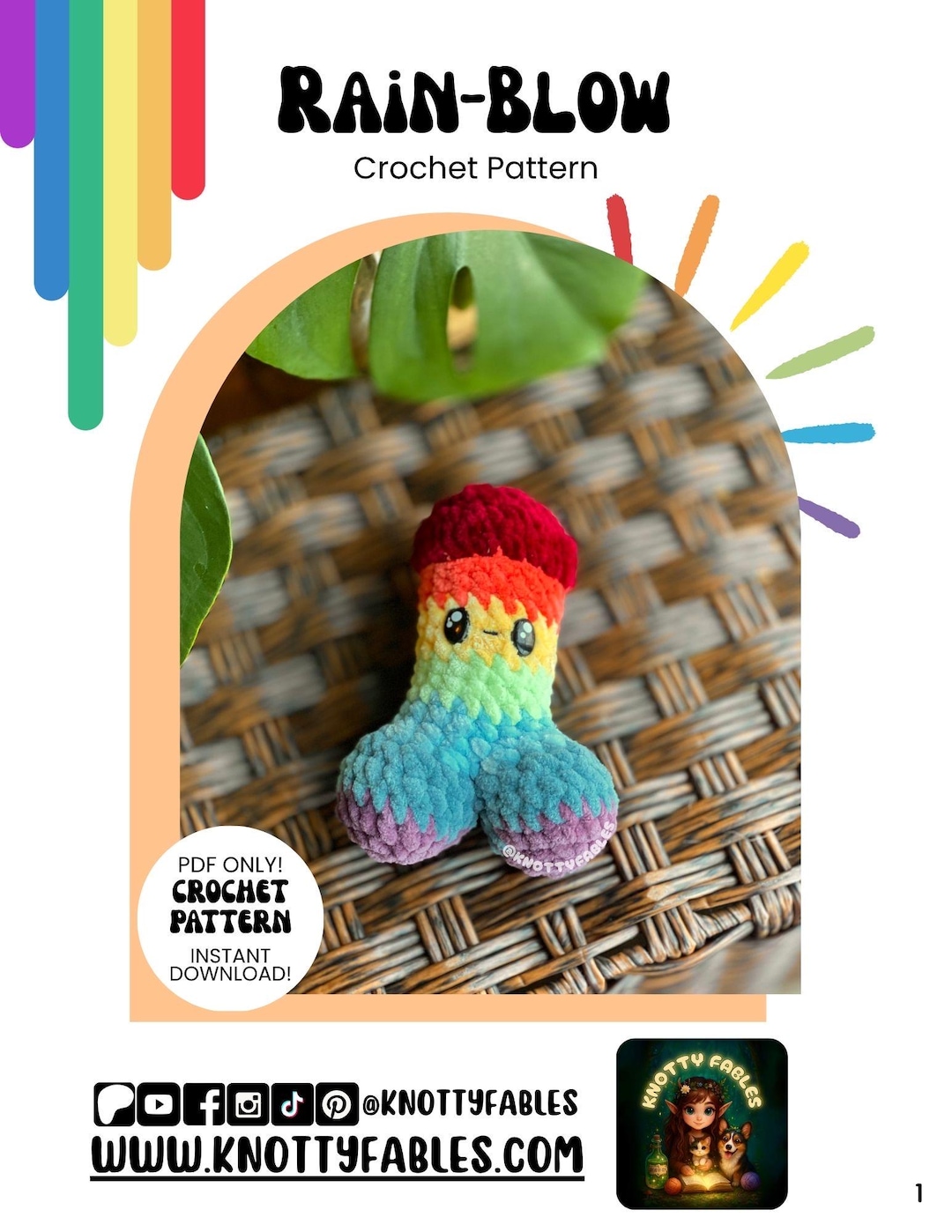 Rain-blow Crochet Pattern – Pride Amigurumi, Peen (digital PDF) - Etsy