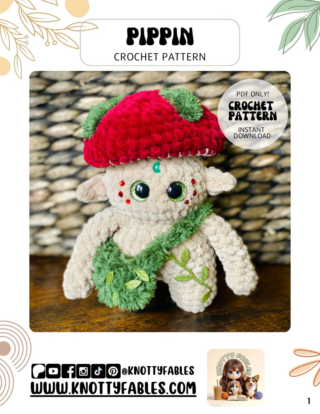 DIGITAL PDF Pippin Crochet Pattern - Crochet Pattern - Cottagecore, Crochet Amigurumi, Fable ...