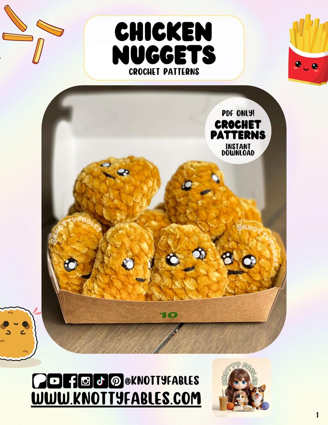 Chicken Nuggets Crochet Pattern: Amigurumi Food, No Sew (digital PDF ...