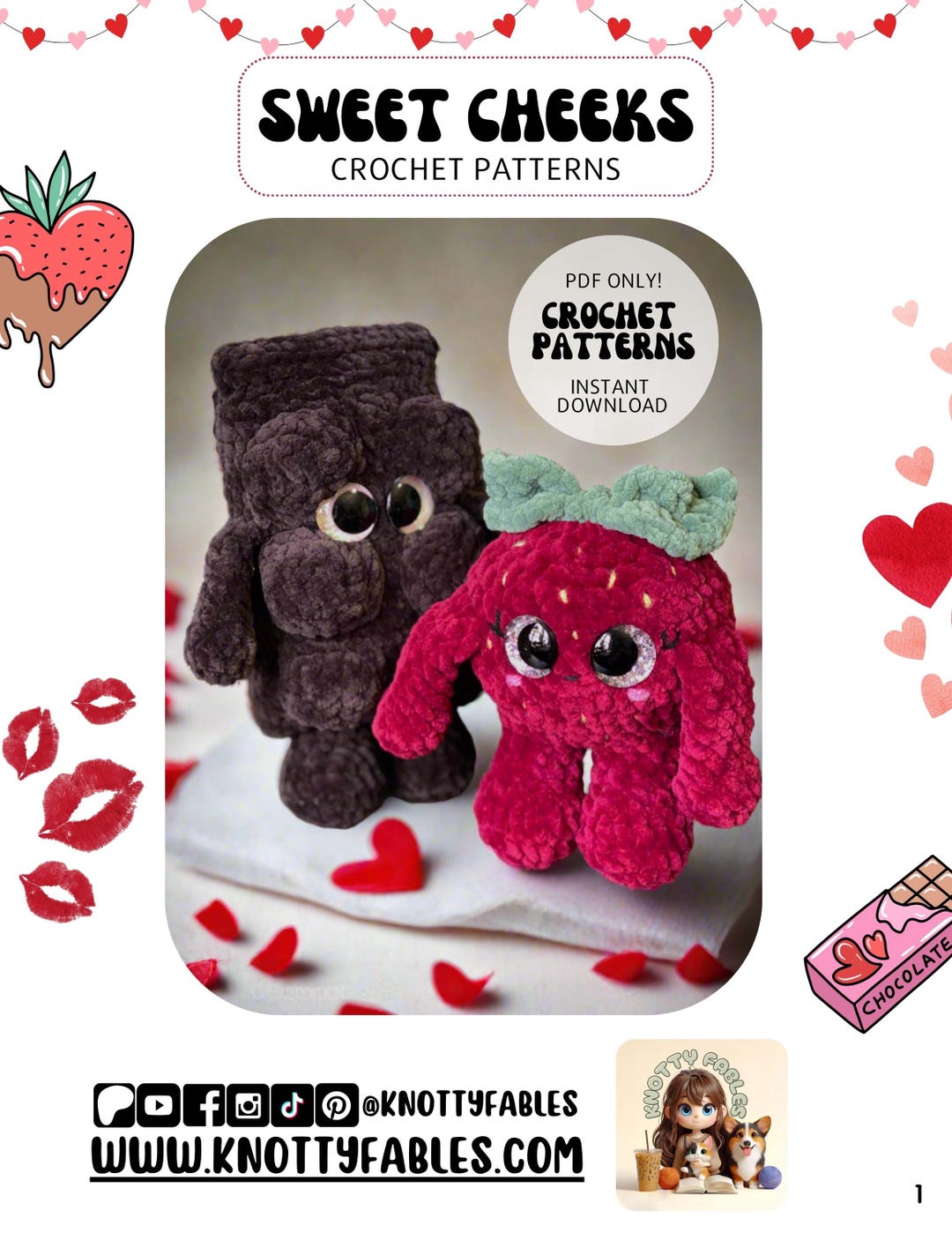 DIGITAL PDF Sweet Cheeks Crochet Pattern - Crochet Pattern, Valentines ...