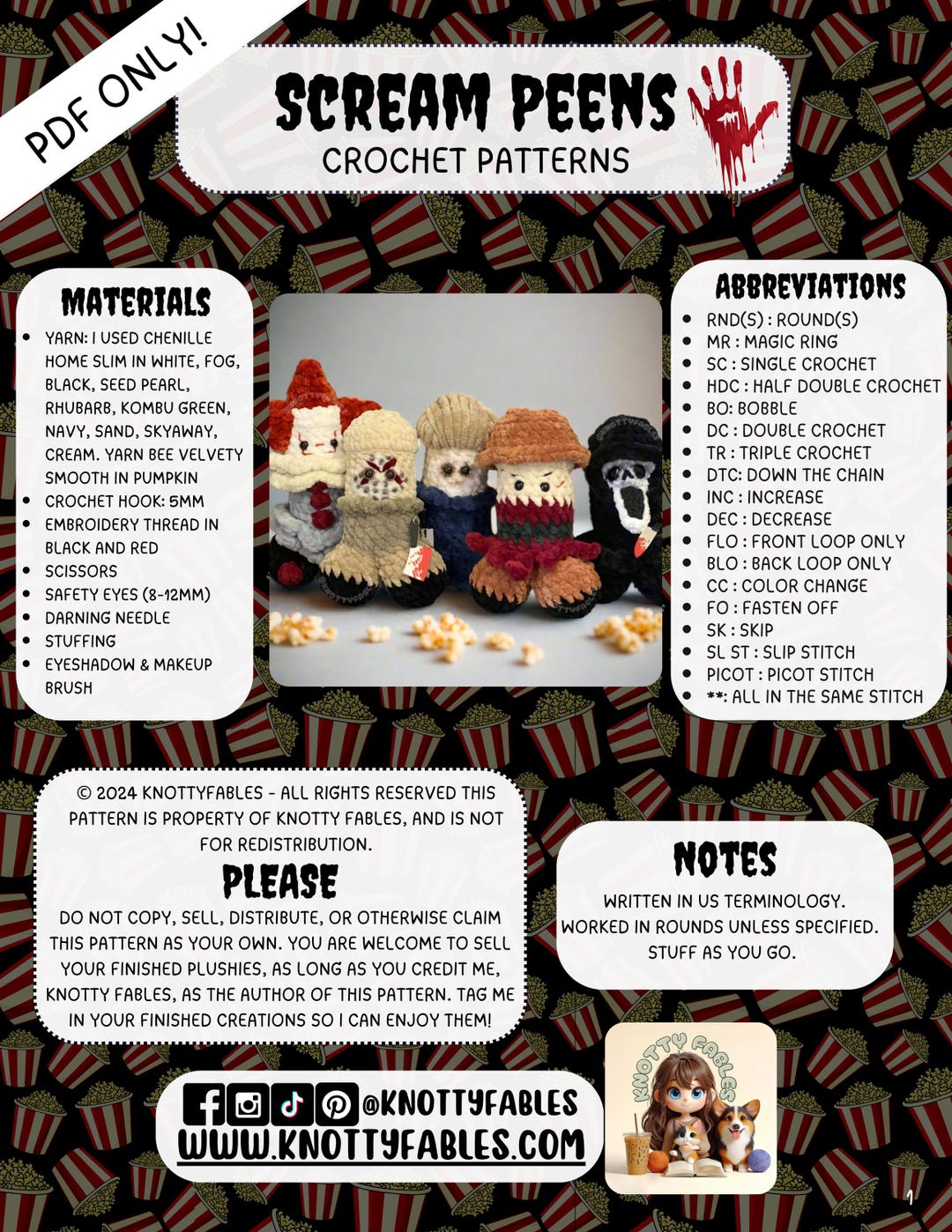 Scream Peens Crochet Patterns: Horror Amigurumi (digital PDF) - Etsy