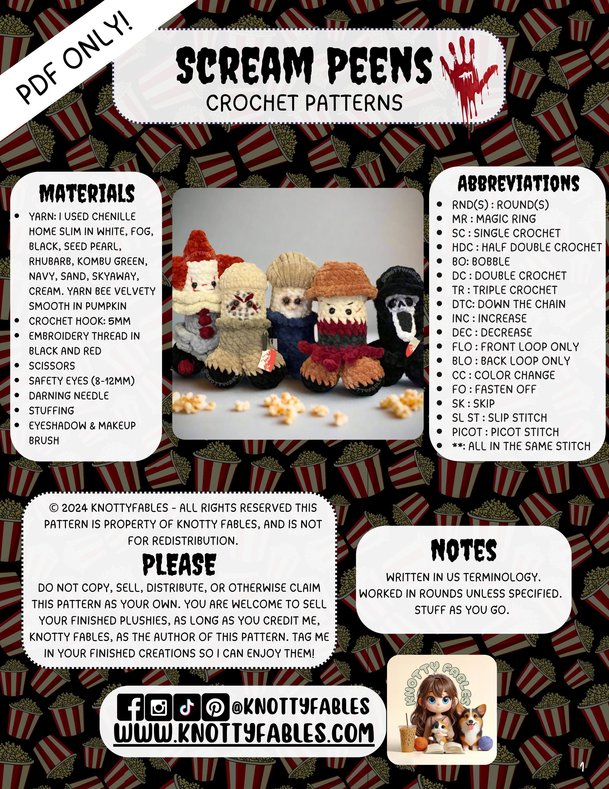 Scream Peens Crochet Patterns: Horror Amigurumi (digital PDF) - Etsy