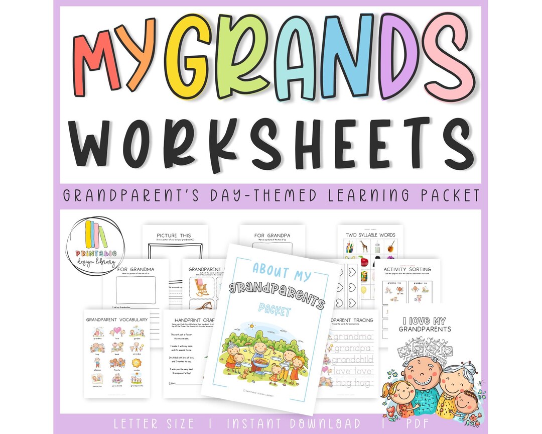 Grandparent’s Day Preschool Mini Worksheet Packet | Cute Doodle ...