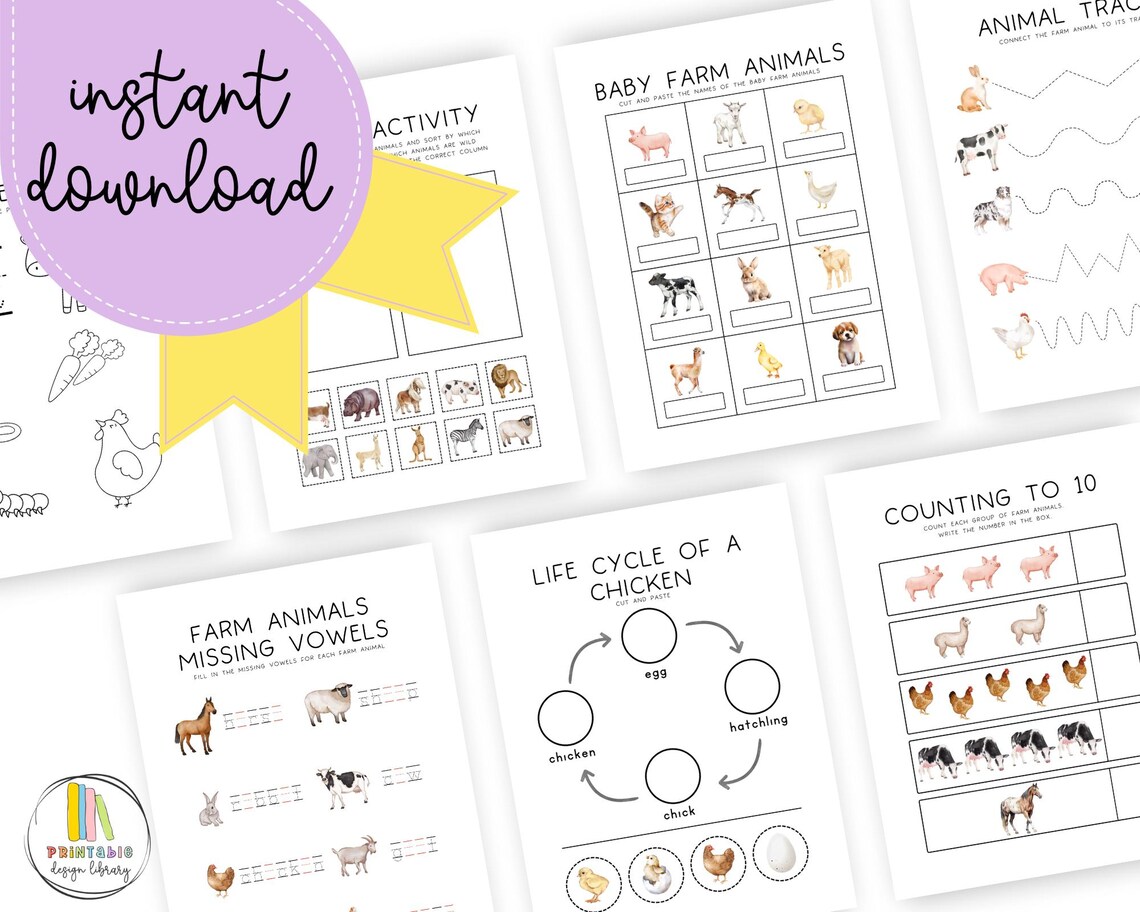 Printable Farm Animals Preschool Worksheets, Preschool Learning ...