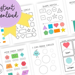 Printable Let's Draw Shapes Preschool Worksheets, Preschool Learning ...