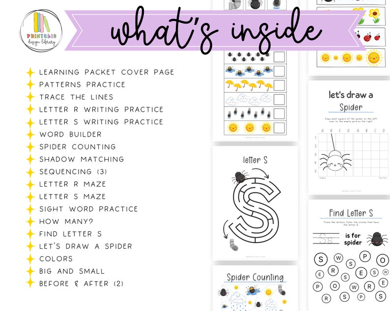 Printable Itsy Bitsy Spider-themed Preschool Worksheets | Preschool ...