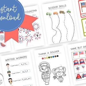Patriotic Preschool Worksheet Bundle | Memorial Day, 4th of July, Labor ...