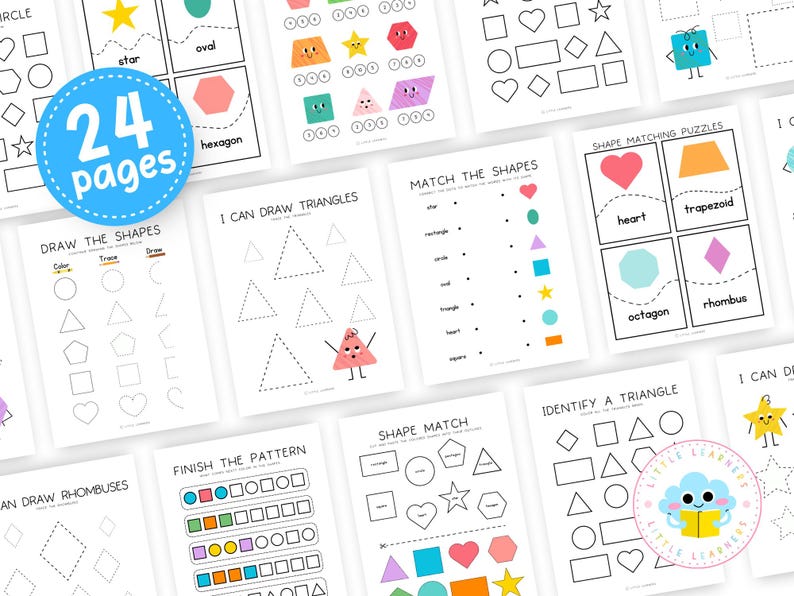 Let's Learn Shapes Preschool Worksheets | Geometry, Matching & Tracing ...