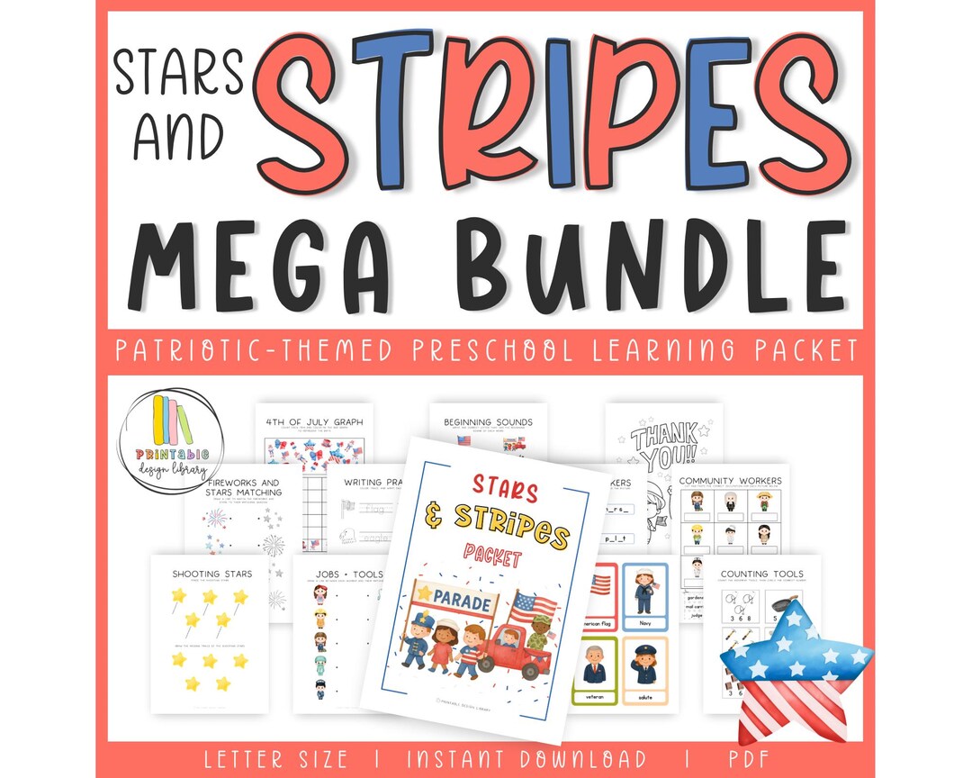 Patriotic Preschool Worksheet Bundle | Memorial Day, 4th of July, Labor ...
