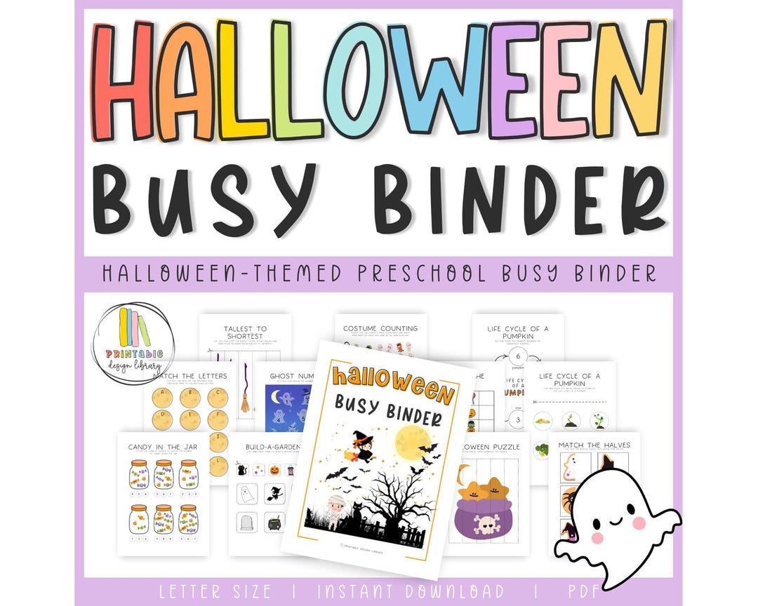 Printable Halloween-themed Preschool Busy Binder | Preschool Learning ...