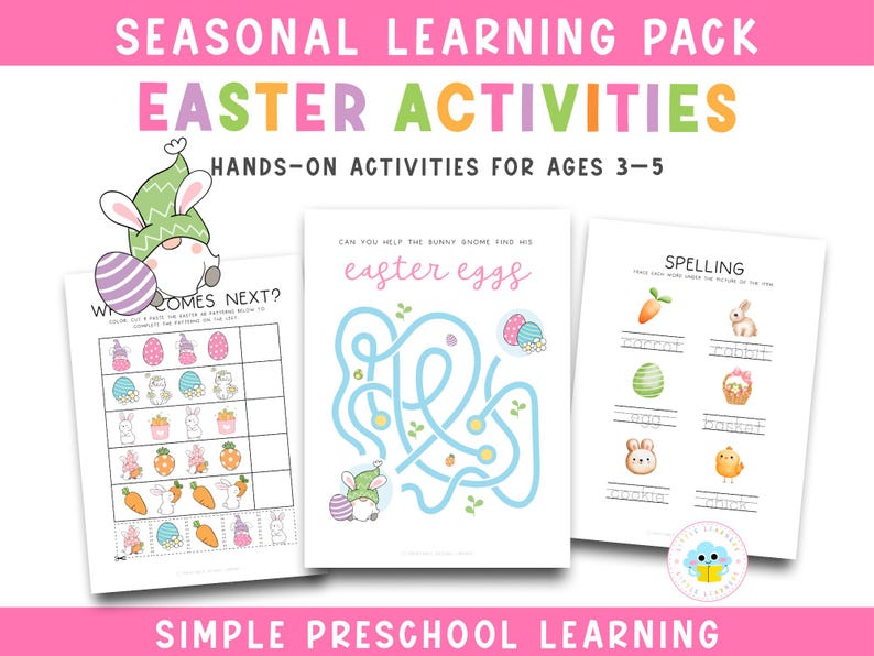 Easter Preschool Activity Packet | Spring Learning Printables (instant ...