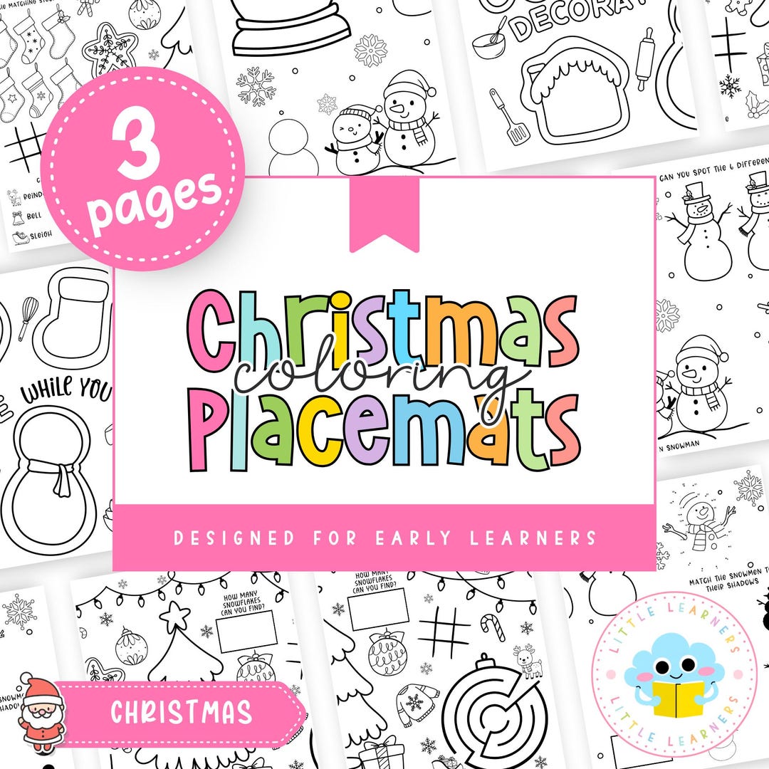 Christmas Coloring Placemat Printable: Holiday Activity for Kids ...
