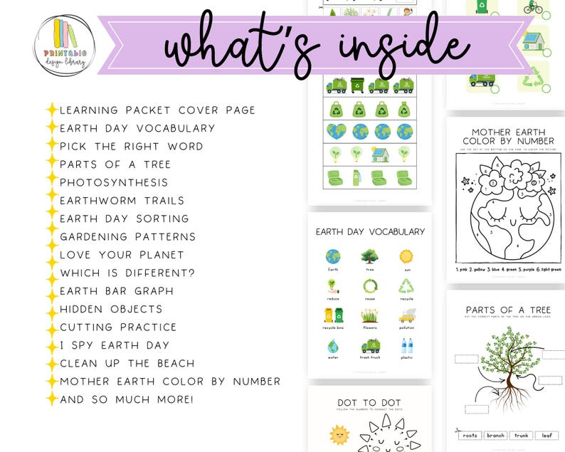 Earth Day Preschool Worksheet Packet | Cute Earth, Sun, & Gardening ...
