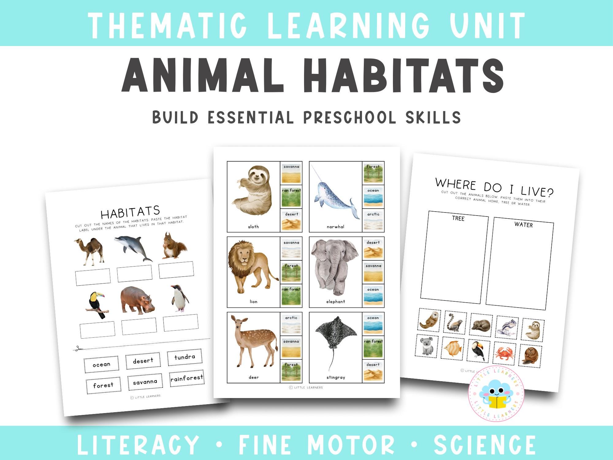 Animal Habitats Preschool Learning Activities | Science & Geography ...