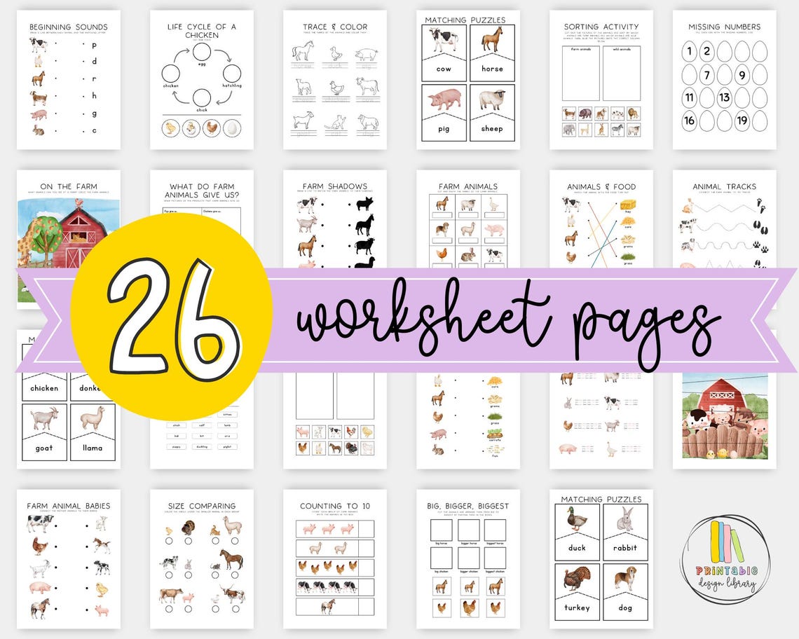 Printable Farm Animals Preschool Worksheets, Preschool Learning ...