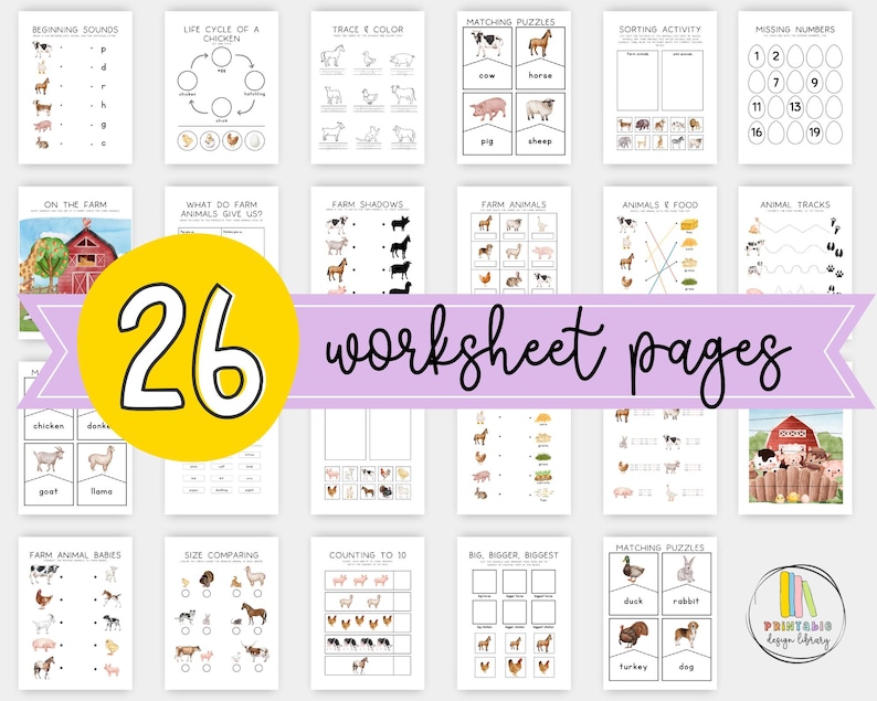 Printable Farm Animals Preschool Worksheets, Preschool Learning ...