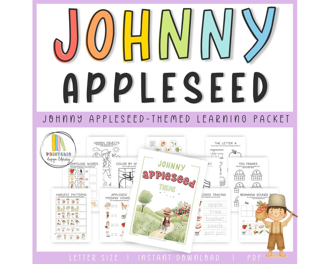 Johnny Appleseed Preschool Packet | Watercolor Apple Printables ...