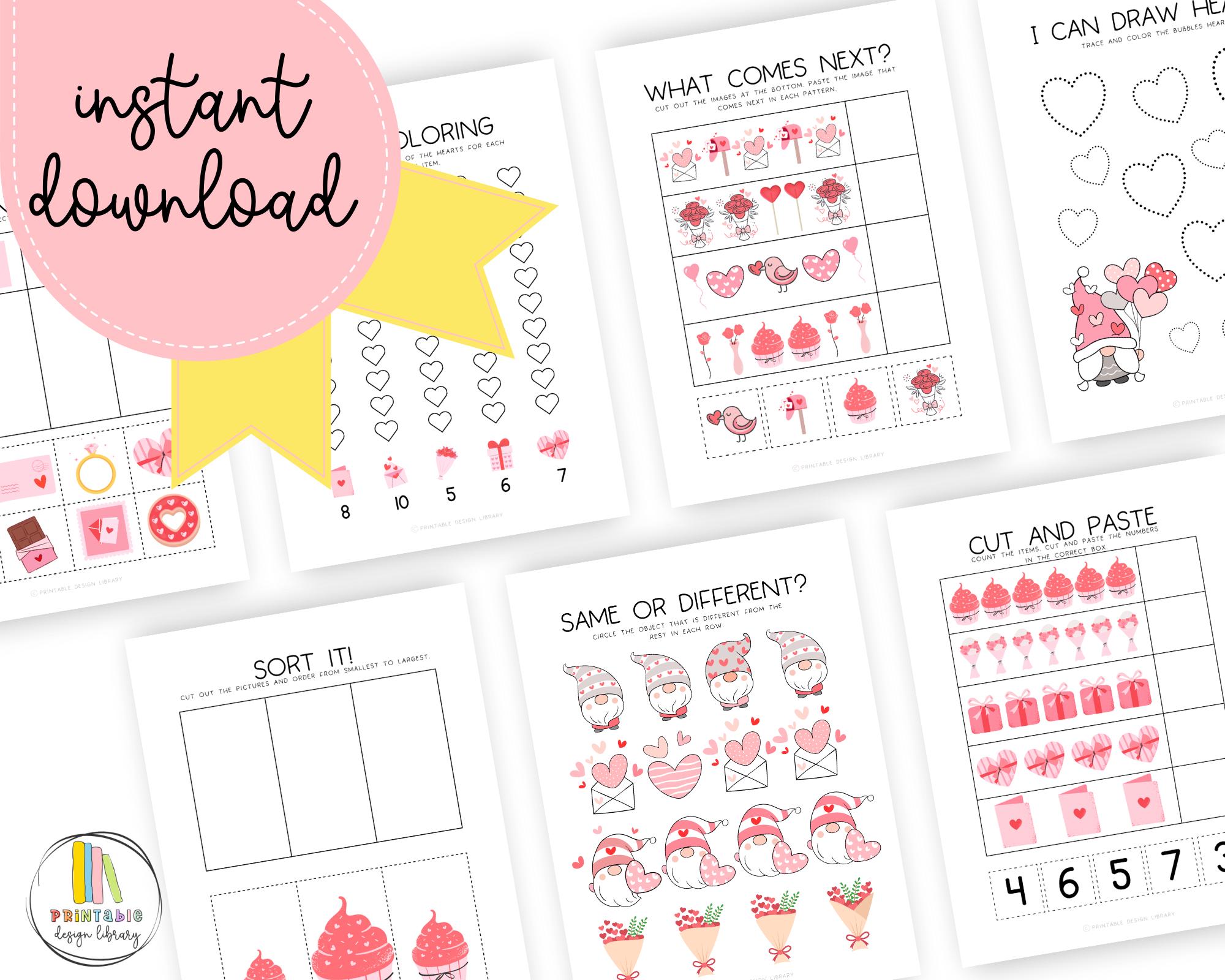 Printable Preschool Valentine’s Day Worksheets | Fun Learning ...