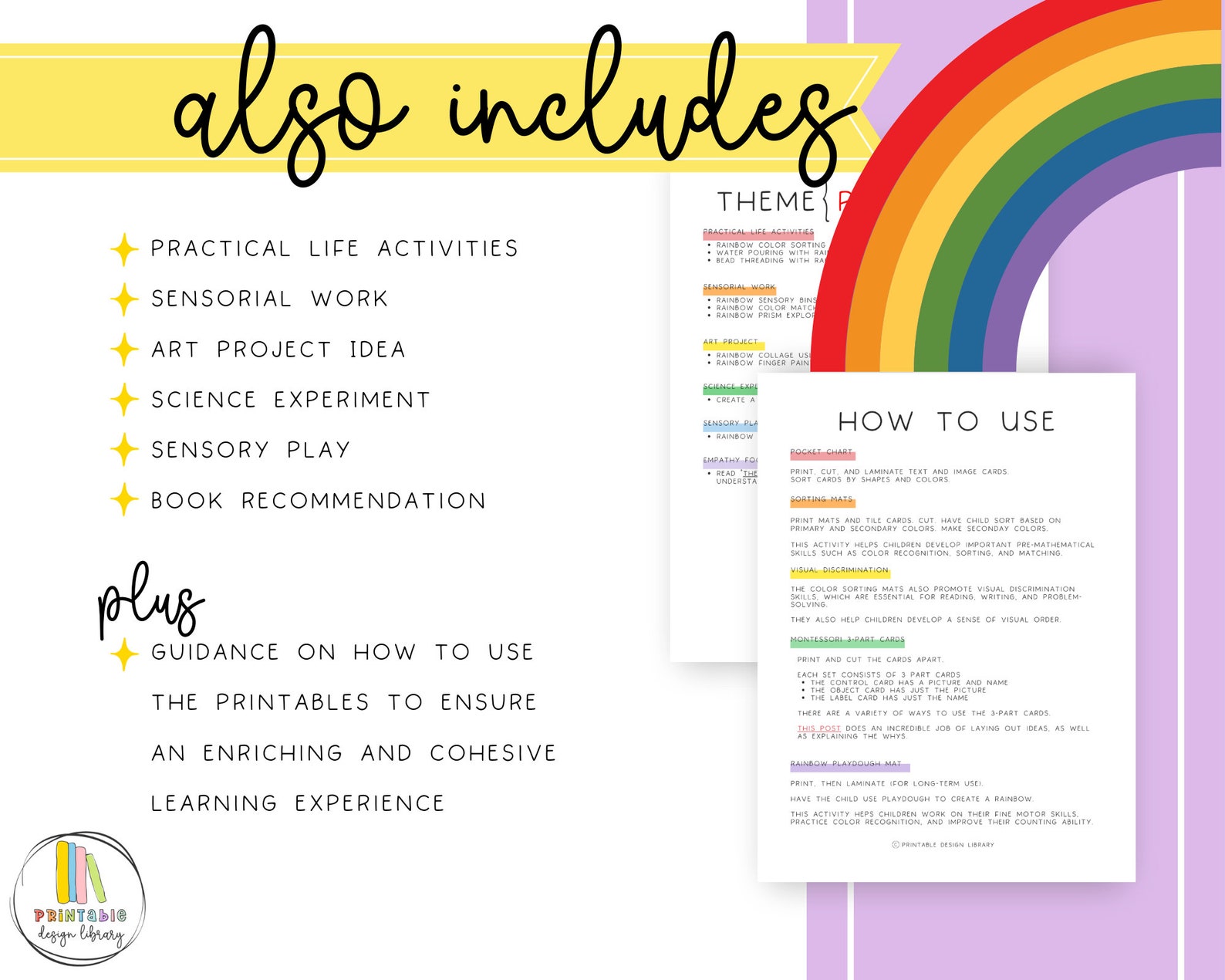 Printable Rainbow-themed Preschool Worksheets, Preschool Learning ...