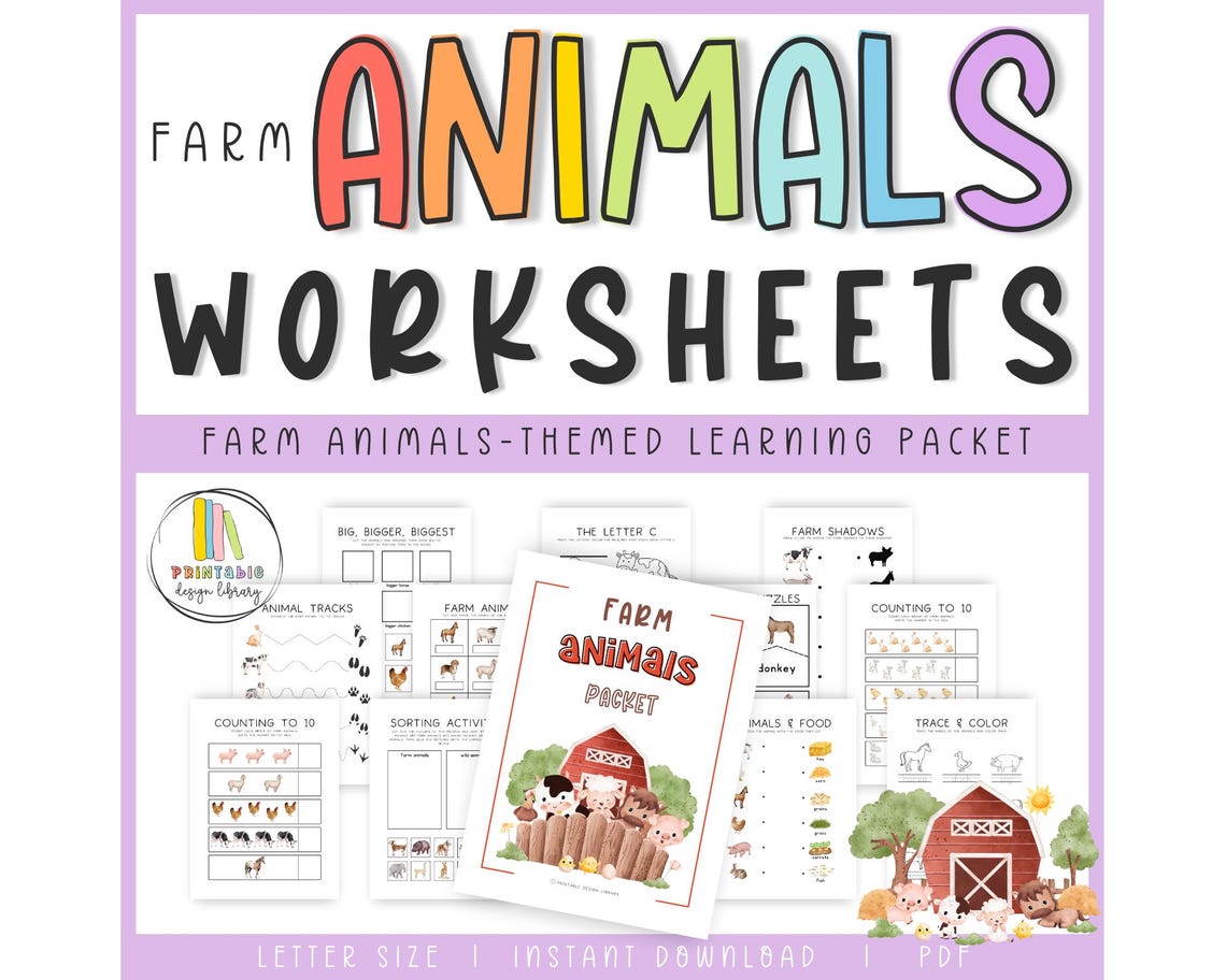 Printable Farm Animals Preschool Worksheets, Preschool Learning ...