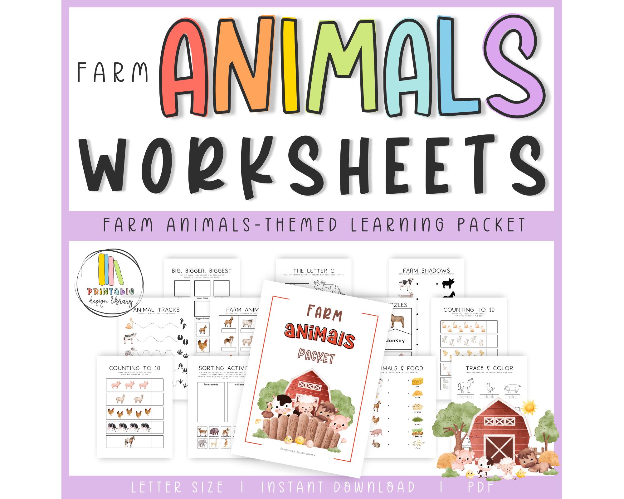Printable Farm Animals Preschool Worksheets, Preschool Learning ...