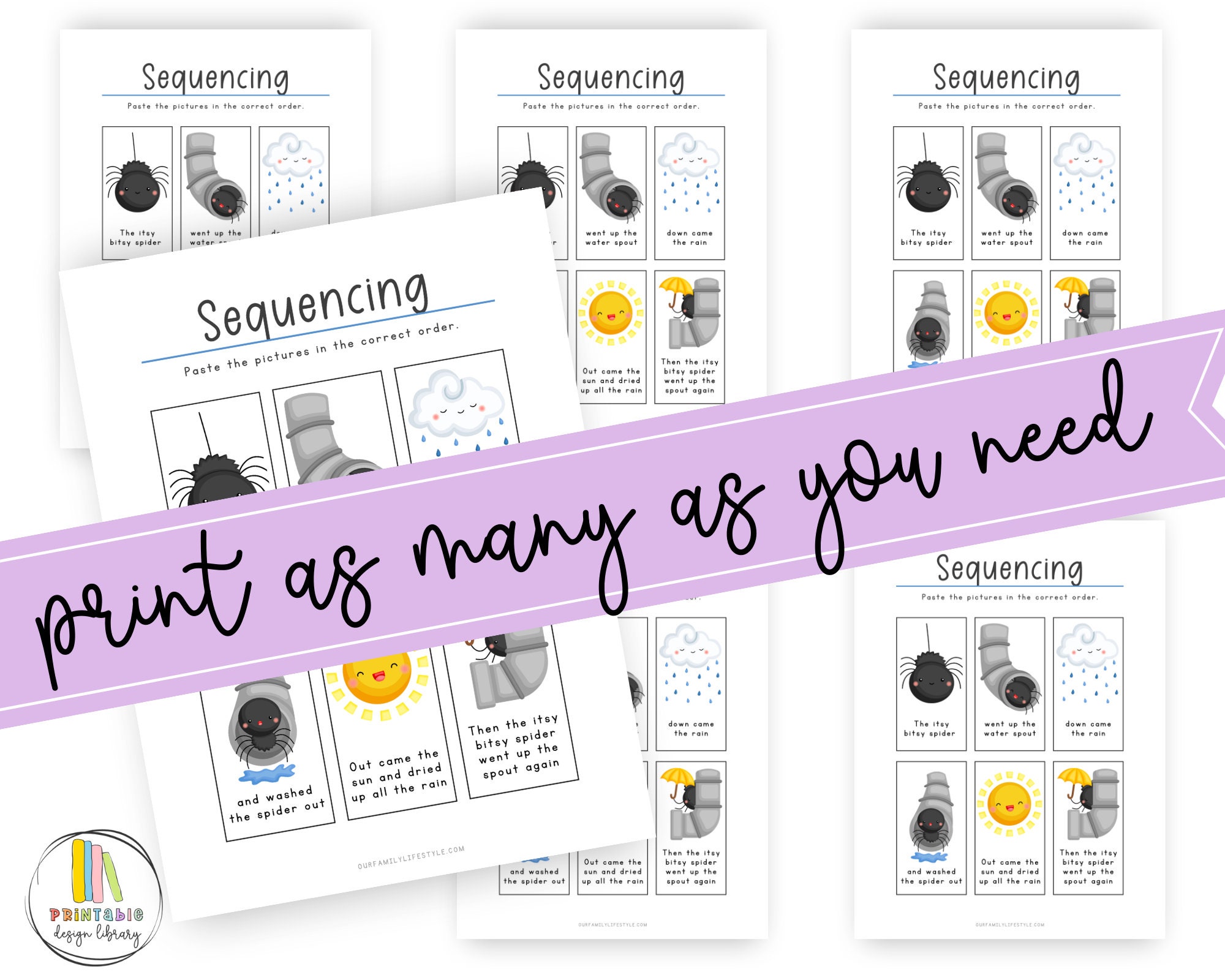 Printable Itsy Bitsy Spider-themed Preschool Worksheets | Preschool ...