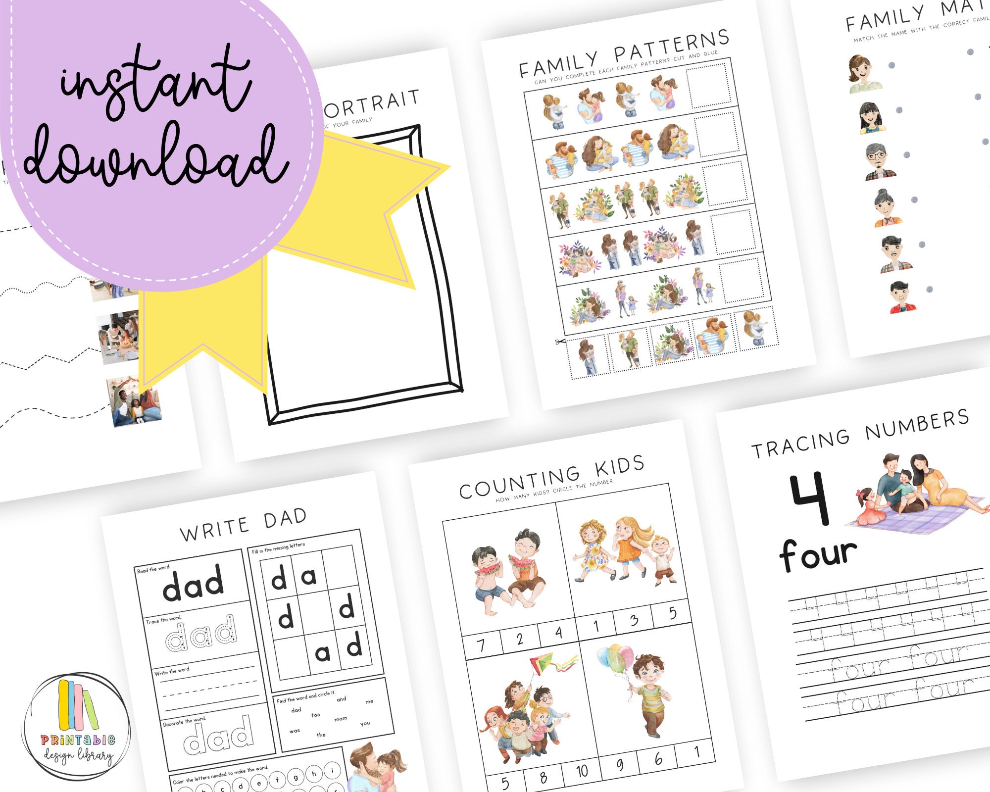Printable Family-themed Preschool Worksheets, Preschool Learning ...