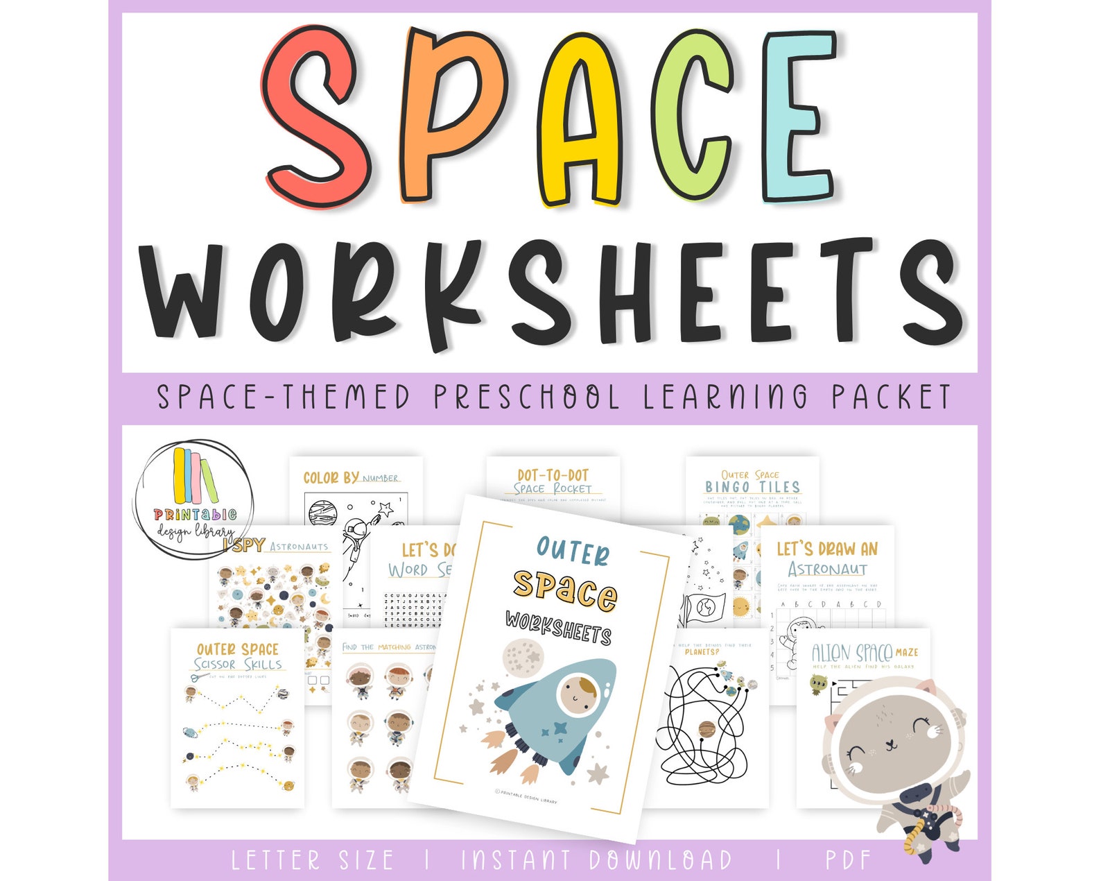 Printable Outer Space-themed Preschool Worksheets, Preschool Learning ...