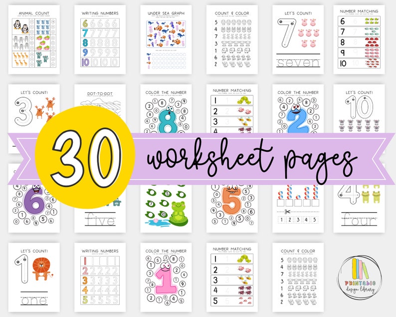 Printable Let's Count to 10 Preschool Worksheets, Preschool Learning ...