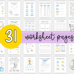 Rainy Day Preschool Worksheet Packet | Cute Weather Printables for ...