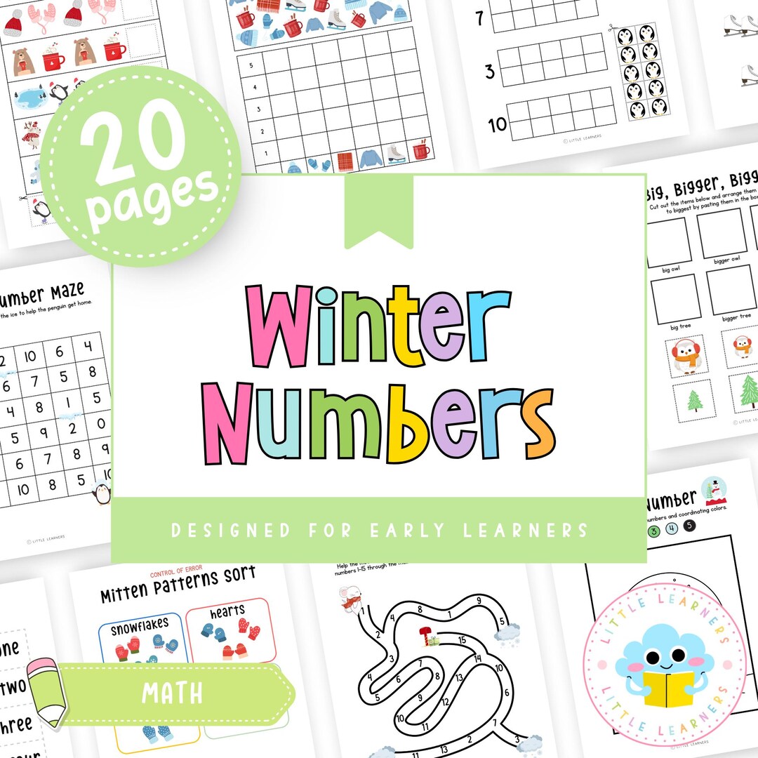 Winter Math Worksheets for Kids: Printable Preschool Number Activities ...