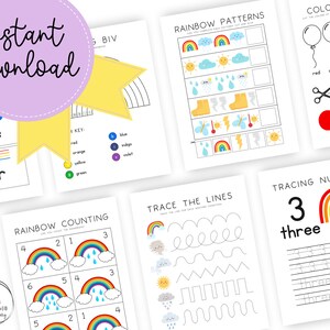 Printable Rainbow-themed Preschool Worksheets, Preschool Learning ...