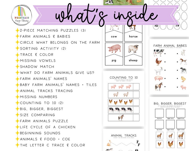 Printable Farm Animals Preschool Worksheets, Preschool Learning ...
