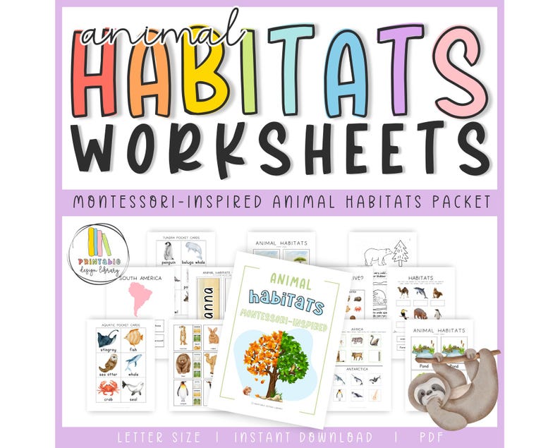 Montessori Inspired Animal Habitats: Watercolor Nature Printables ...