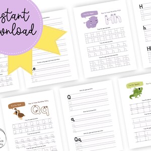 Animal ABC Tracing Worksheets: Preschool Kindergarten Handwriting ...