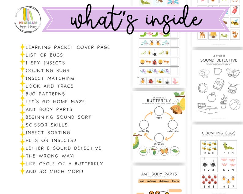 Insect Preschool Worksheet Packet | Homeschool and Classroom Activities ...