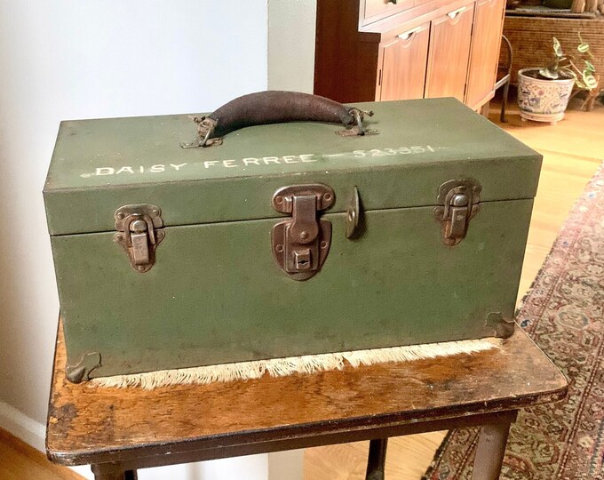 Vintage Army Green Tool Box Green Military Toolbox Rustic Storage Box ...